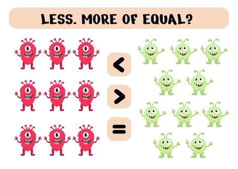 Premium Vector Game For Preschoolers Less More Or Equal With Cute
