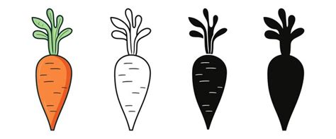 Carrot Vector Illustration Outline Silhouette On White Background