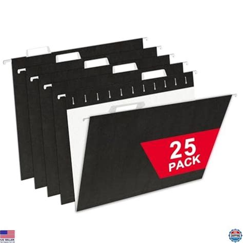 Stylish Black Hanging File Folders 25 Pack Letter Size 1 5