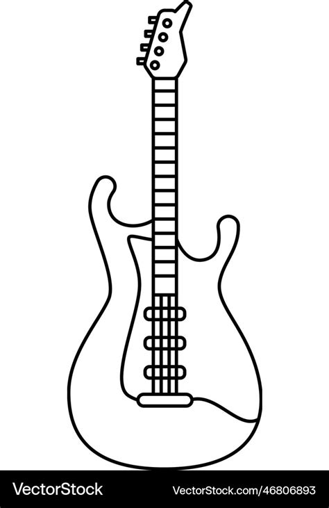 Isolated Electric Guitar Outline Icon Flat Design Vector Image