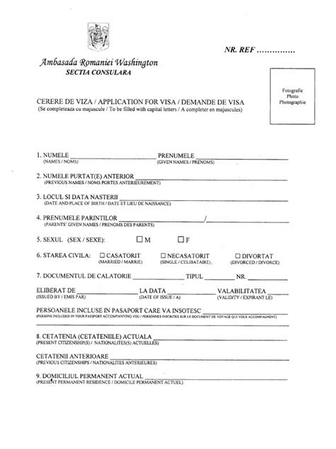 Romania Visa Form Pdf