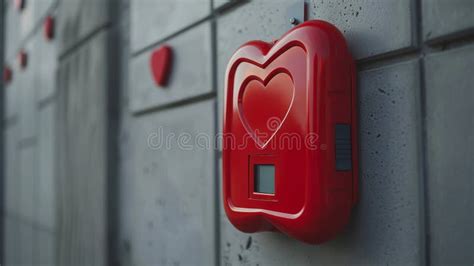 Close Up Of Defibrillator Mounted On Wall Stock Illustration