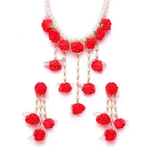 Foam Flowers Red Haldi Jewellery Set At Rs 78set In Dhanbad Id