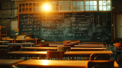 Free Sunlit Empty Classroom Photo Classroom Sunset Desks Download