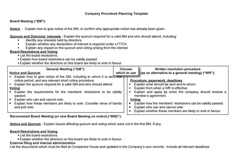 Company Procedure Planning Template Company Procedure Planning
