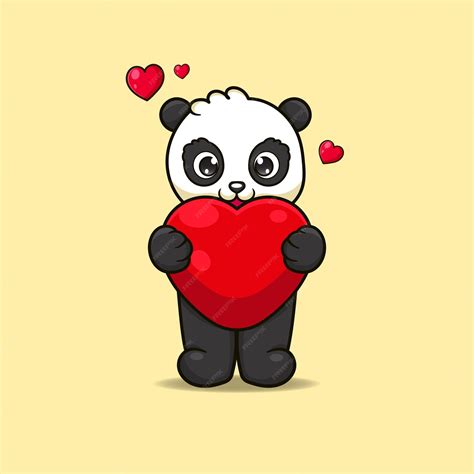 Premium Vector Cute Panda Hugging Heart Vector Illustration Of Cute