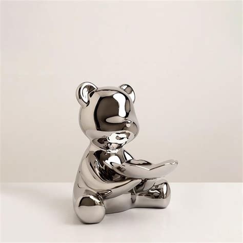 Visible Ceramic Bear Figurines Statue Key Holder Bowl Tray Bear