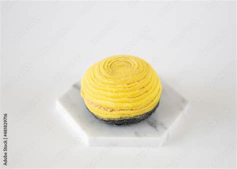 Teochew Spiral Thousand Layer Mooncake On White Background With Copy Space Spiral Mooncakes