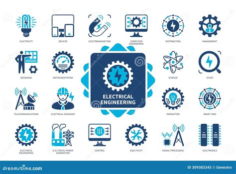 Electrical Engineering Solid Icon Set Stock Illustration Illustration
