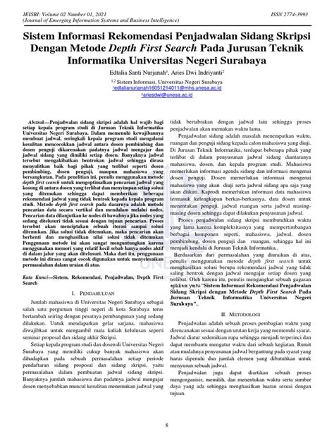 Sistem Informasi Rekomendasi Penjadwalan Sidang Skripsi Dengan Metode Depth First Search Pada