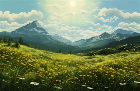 Premium Ai Image Sunshine Mountain Grass