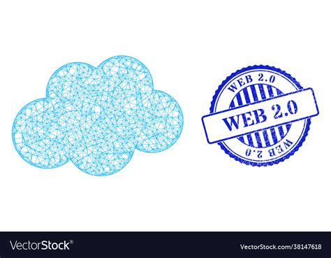 Textured Web 20 Stamp Seal And Hatched Cloud Web Vector Image