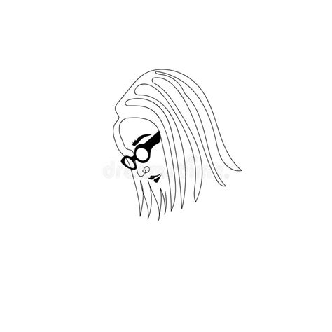 Line Art Portrait Of Trendy Hipster Girl In Sunglasses Fashion Vector Illustration Stock