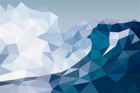 Ocean Wave In Polygonal Style Low Poly Design Stock Illustration