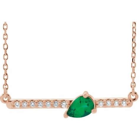 14k Rose Lab Created Emerald And 18 Ctw Natural Diamond 16 Necklace Ebay