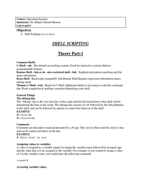 Shell Scripting Theory Part 1 Pdf Shell Computing Command Line