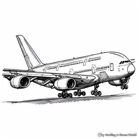 A380 Airplane Coloring Pages Free And Printable