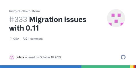Migration Issues With 011 · Histoire Dev Histoire · Discussion 333 · Github