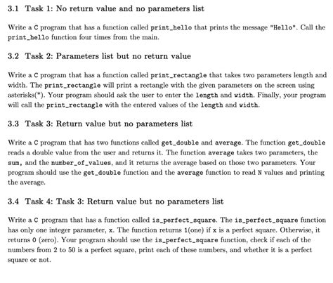 Solved Task No Return Value And No Parameters List Chegg