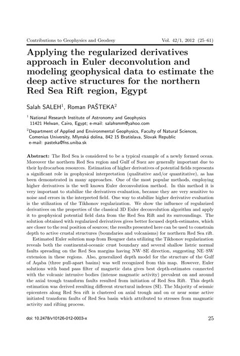 Pdf Applying The Regularized Derivatives Approach In Euler Deconvolution And Modeling