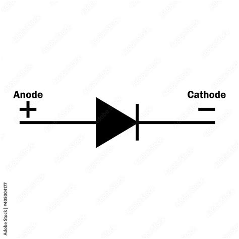 Diode Symbol Anode And Cathode Symbol Vector Illustration Stock Vector
