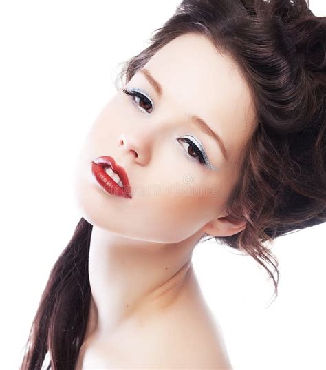 Sensual Girl Beauty Portrait Natural Makeup Perfect Model Stock Image Image Of Fashion