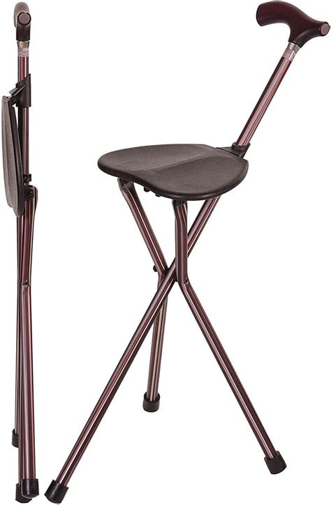 Switch Sticks Folding Walking Cane With Seat For Seniors And Adults 34” Tall Quad Cane Chair