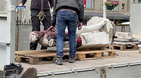 Statue Of Belgiums King Leopold Ii Is Removed In Antwerp Daily Mail