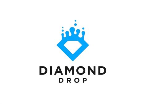 Diamant Logo Mit Wassertropfen Silhouette Vektor Illustrationsvorlage