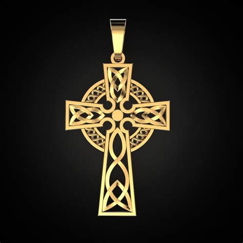 Mens Celtic Cross Necklace Gold Etsy