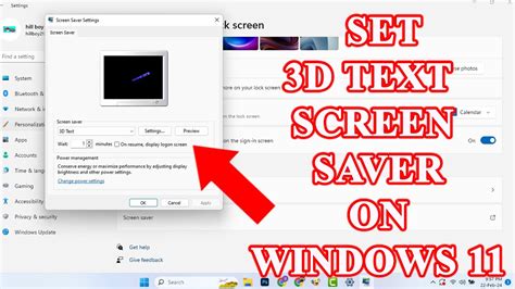 How To Set The 3d Text Screen Saver In Windows 11 Youtube