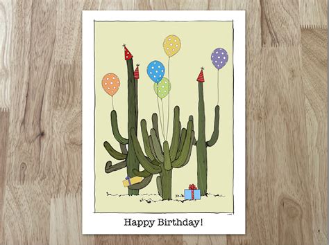 Saguaro Birthday Card Trio Of Cacti Are Ready For A Desert Birthday