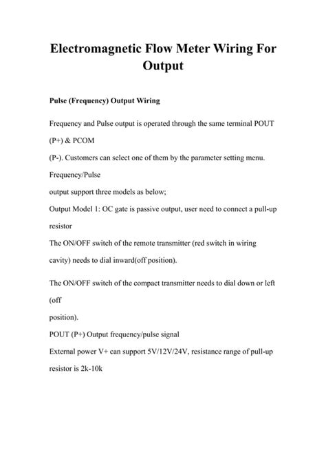 Electromagnetic Flow Meter Wiring For Output Pdf