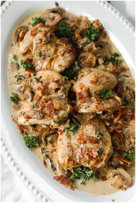 Bacon And Mushroom Smothered Chicken Recipe Bacon Stuffed Mushrooms