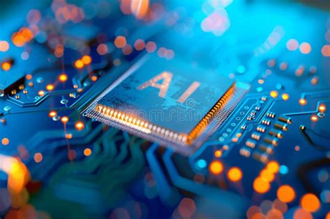 A Close Up Of An Ai Microchip Illuminated Against A Complex Circuit