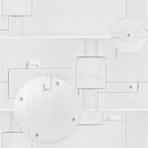 Seamless 4k Photo Texture Material Of White Plastic Tech Panel Surface With Screws Stock Image