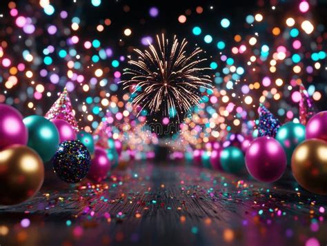 A Vibrant Celebration Scene With Colorful Balloons Confetti Party