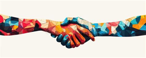 Colorful Abstract Handshake Symbolizing Unity And Partnership Stock Image Image Of Connection