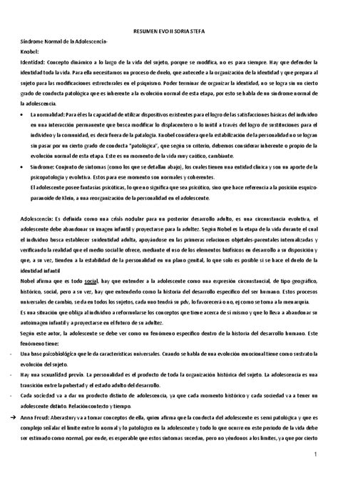 Resumen Evo 2 Stefa Final Resumen Evo Ii Soria Stefa Síndrome