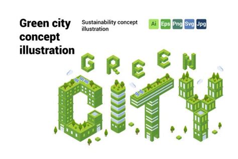 Green City Concept Illustration Graphic By Innni · Creative Fabrica