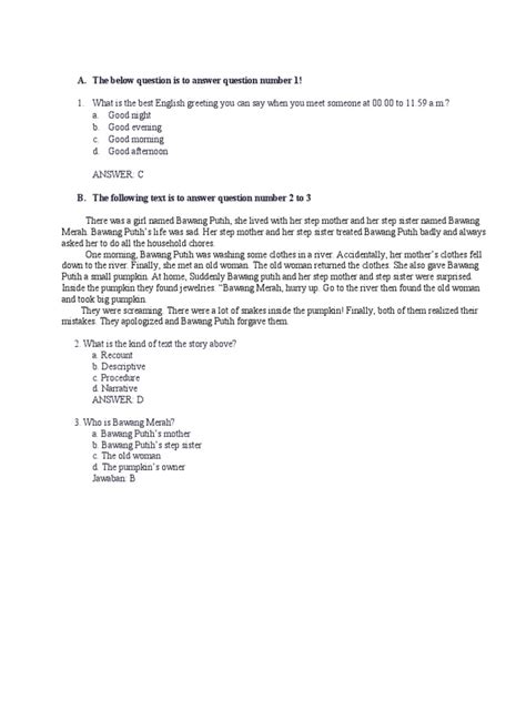 Soal Diagnostic Cognitive Bahasa Inggris Ppdb 2023 Fase D Pdf