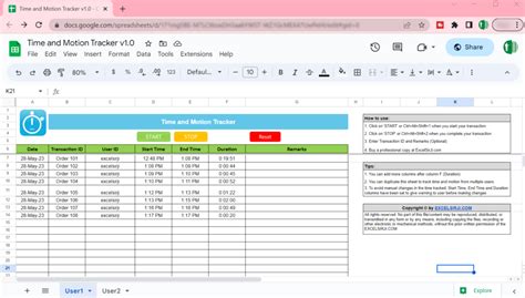 Time Motion Study Excel Template