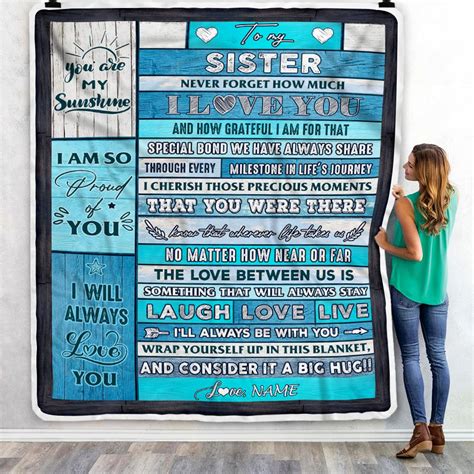 Personalized To My Sister Blanket From Brother Sister Wood I Love You
