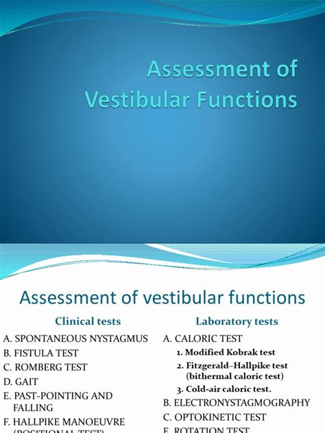 Vestibular Function Tests Download Free Pdf Vestibular System Vertigo