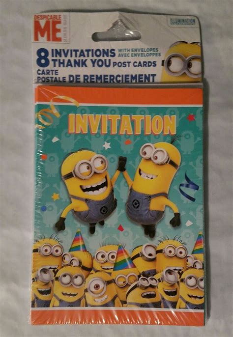 Despicable Me Minion Party Invitation Cards