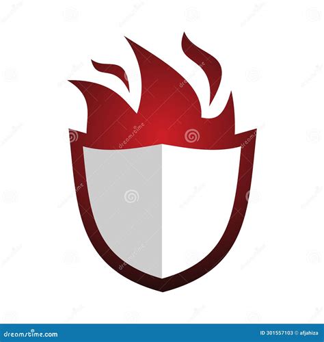 Fire Shield Logo Design Element Fire Warning Sign Shield Fire Flame Vector Illustration On