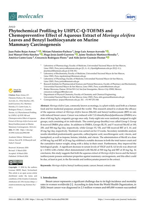 Pdf Phytochemical Profiling By Uhplcq Tofms And Chemopreventive Effect Of Aqueous Extract Of