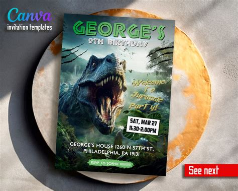 Jurassic World Customizable Invite Template Instant Download Share