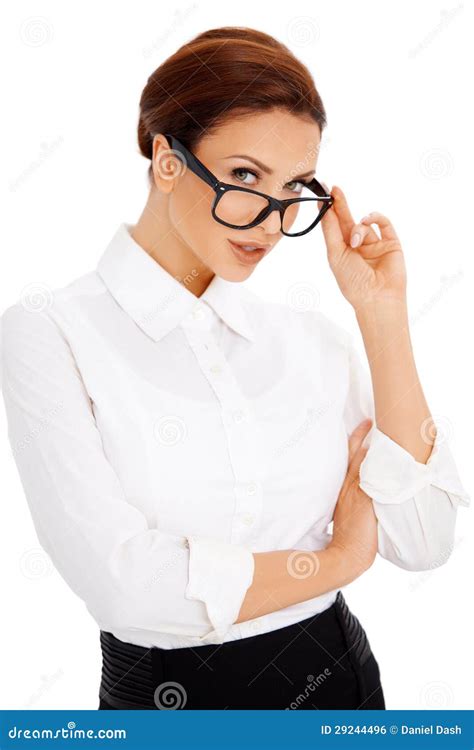 Woman Peering Over Her Glasses Royalty Free Stock Image Cartoondealer