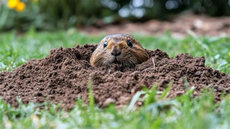 Curious Critter A Pocket Gopher Emerges From Its Burrow Surrounded By Freshly Dug Earth Stock